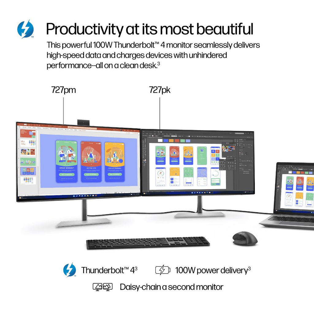 HP SERIES 7 PRO 727PK 27" 4K IPS 16:9 3840x2160 UHD Thunderbolt 4 PC M ...