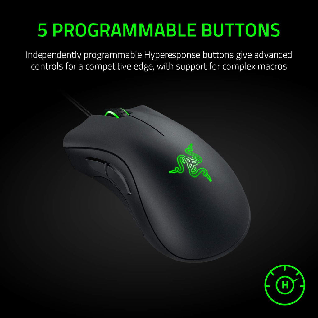 Razer DeathAdder Essential Ergonomic Esports Wired Gaming Mouse Progra ...
