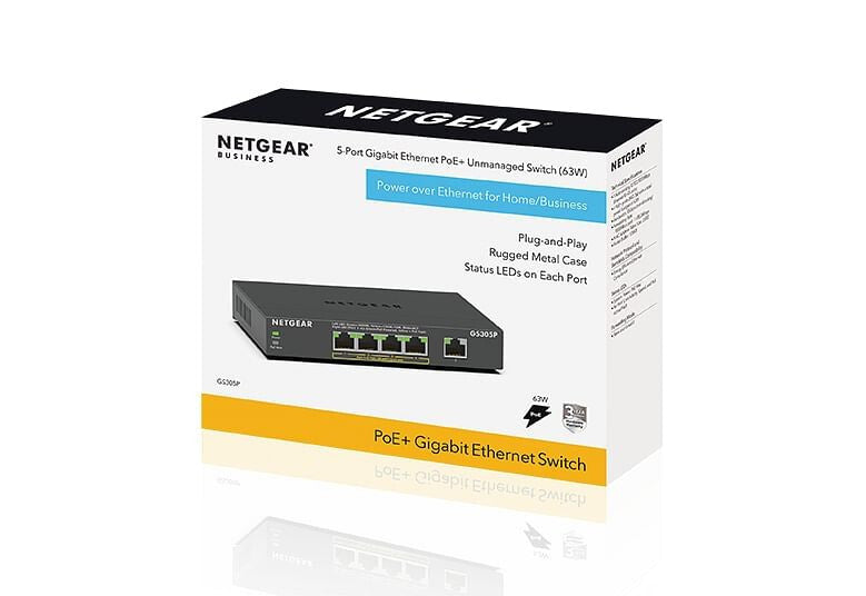 NETGEAR SOHO 5-Port Gigabit Ethernet Unmanaged Switch 4-Port PoE GS305 ...