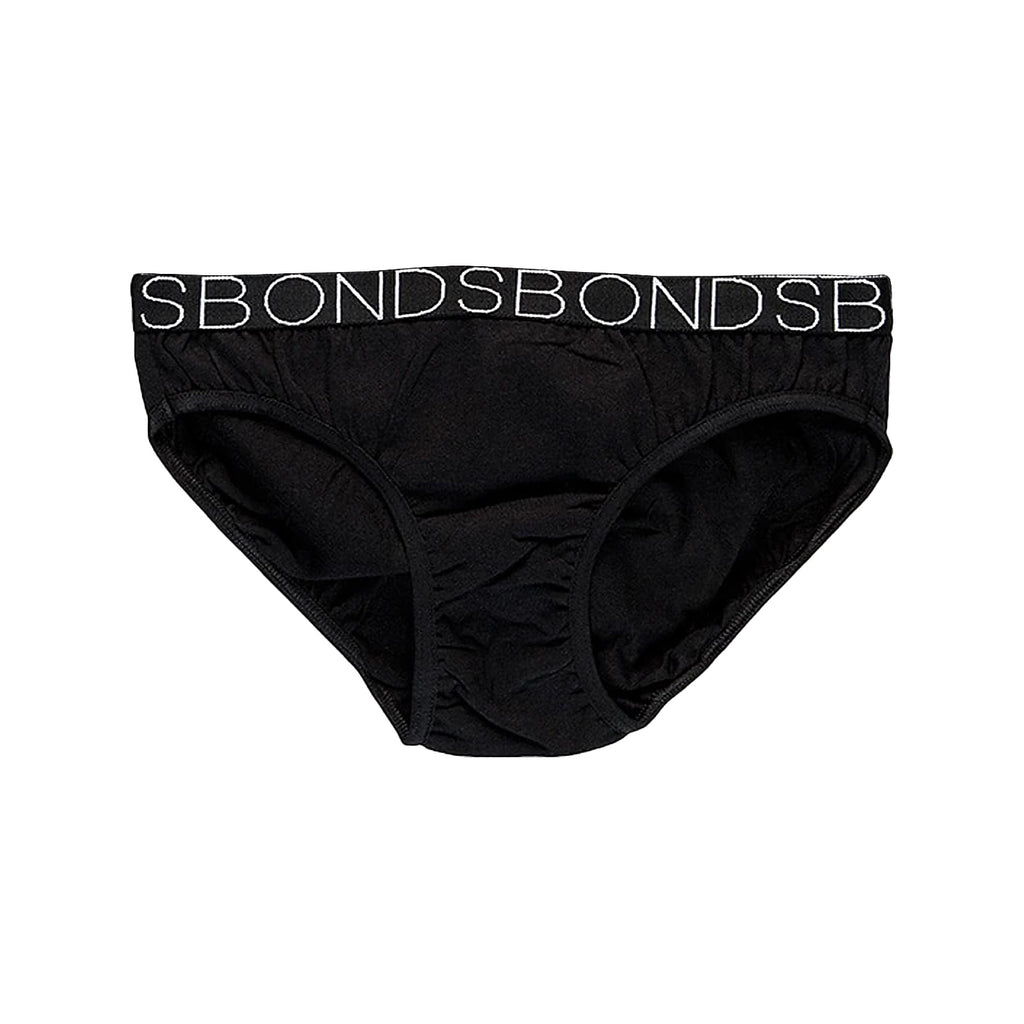 Bonds Girls Kids Bikini Plain Black Comfy Cotton Briefs Undies Underwe ...