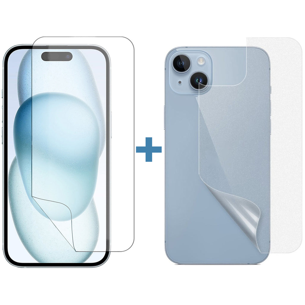 Soft PET Film Screen Protector Guard for Apple iPhone 15 Front and Bac ...
