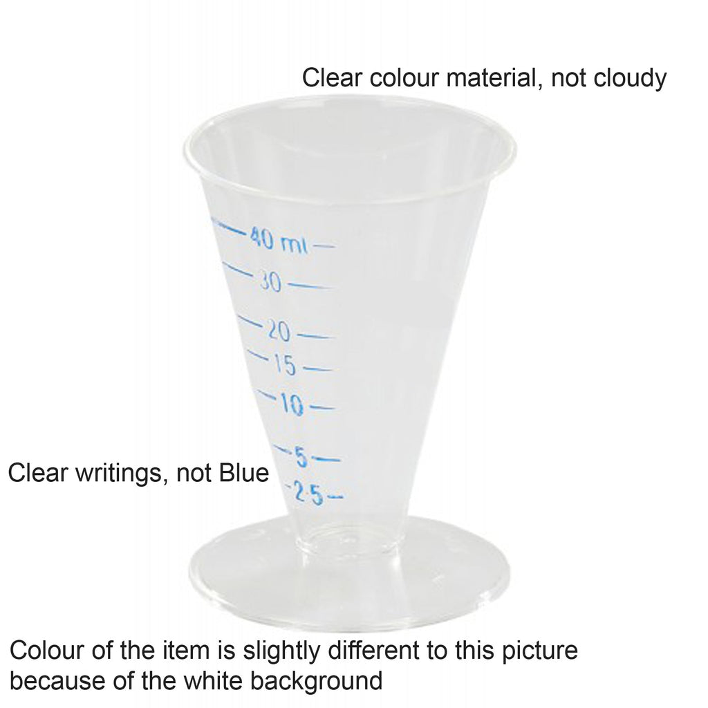 42x Reusable Medicine Measuring Measure Cups 40ml Clear Plastic Gradua ...