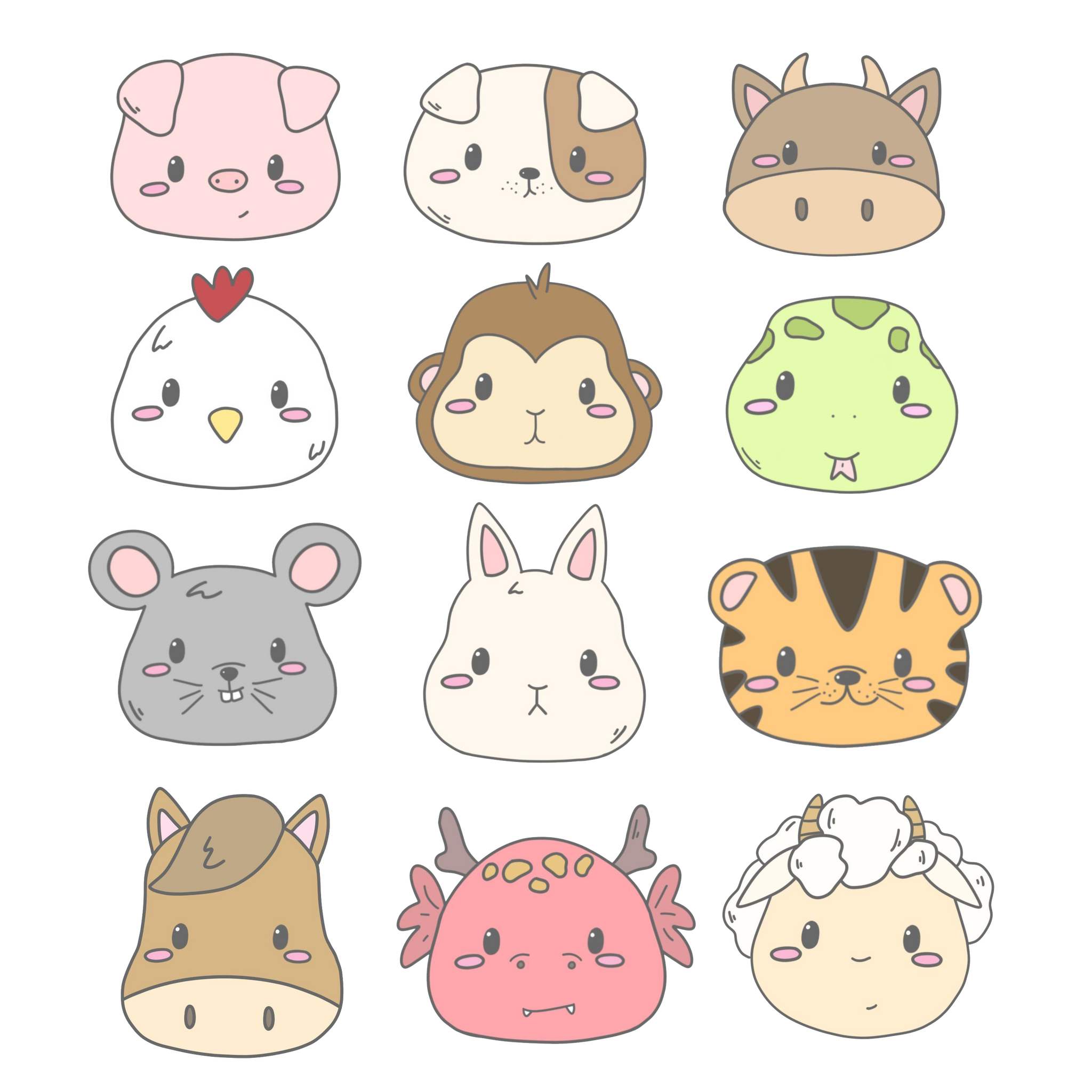 Cartoon chinese zodiac animals 60 photos - Astrologytoyou.com
