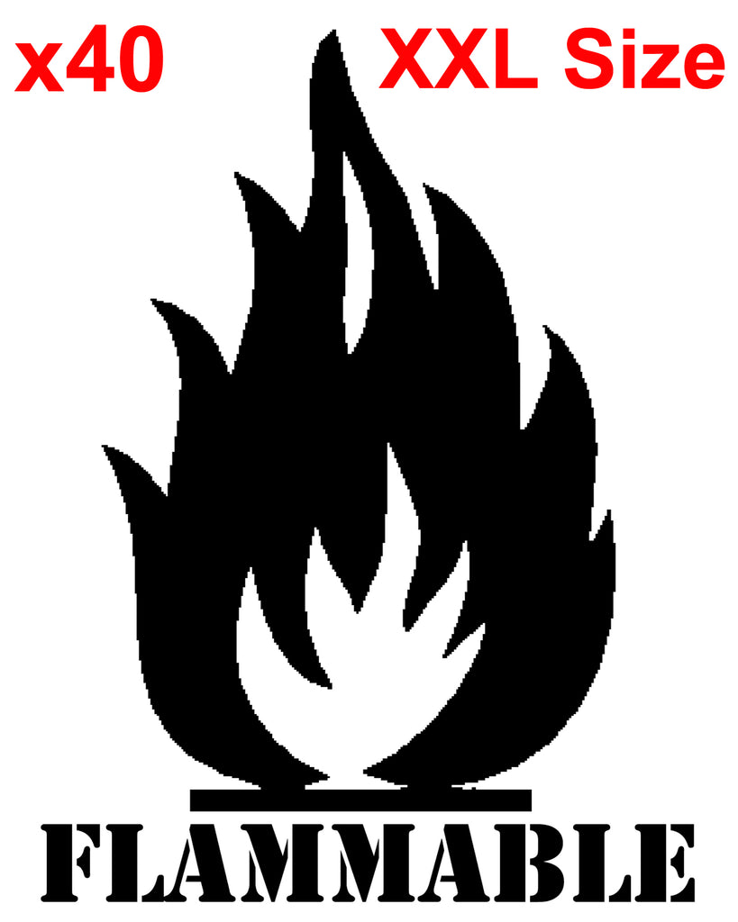 XXL FLAMMABLE FIRE shipping label adhesive warning sticky sticker 100x ...
