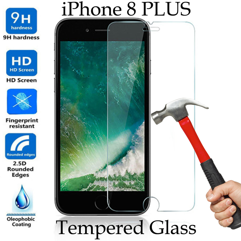 Apple iPhone 8 PLUS clear case cover and tempered glass front screen p ...
