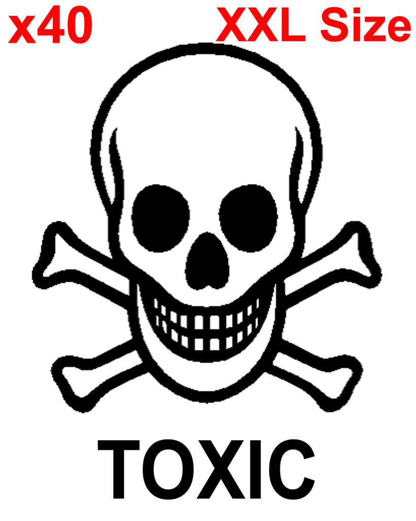 XXL TOXIC SKELETON SKULL shipping label adhesive warning sticky sticke ...